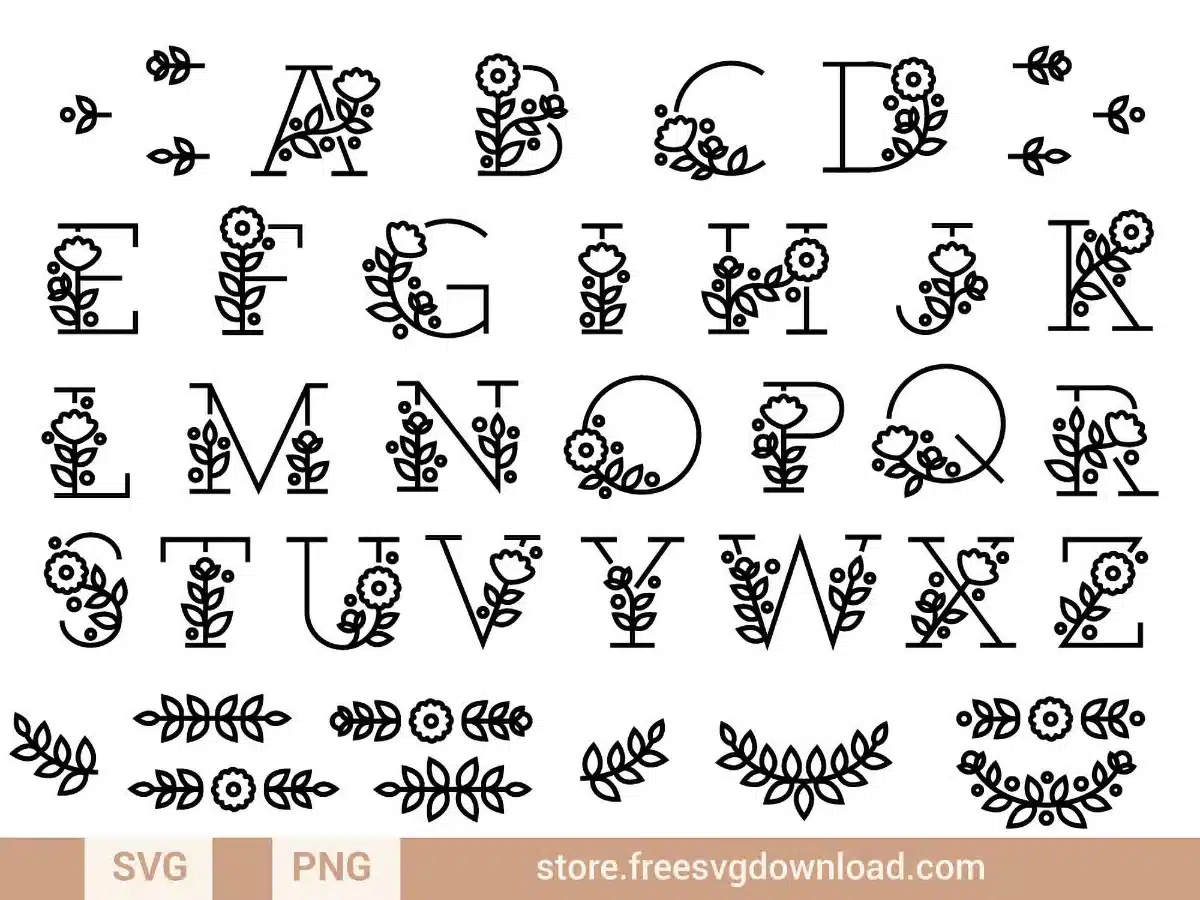 Flower Modern Monogram SVG Bundle - Store Free SVG Download